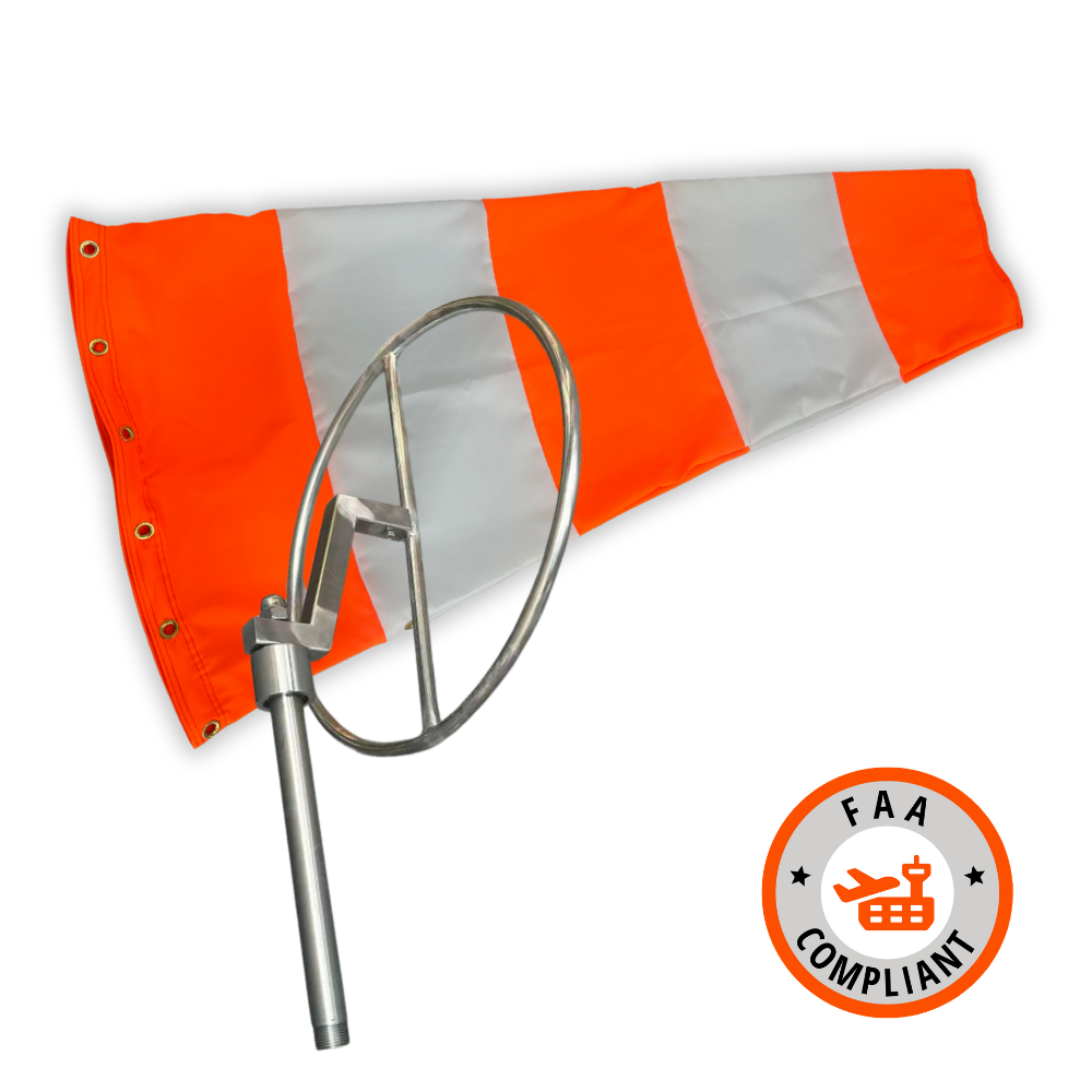 Airport Windsock & Heavy Duty Frame Kit | Orange & White FAA Compliant ...